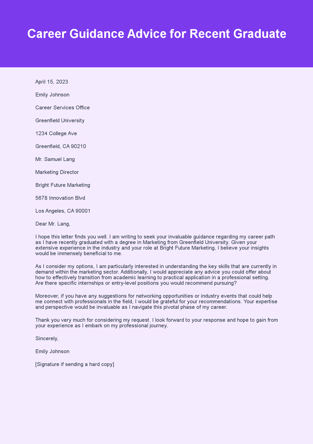 Advice Letter for Career Guidance - Examples, How to Write & Tips