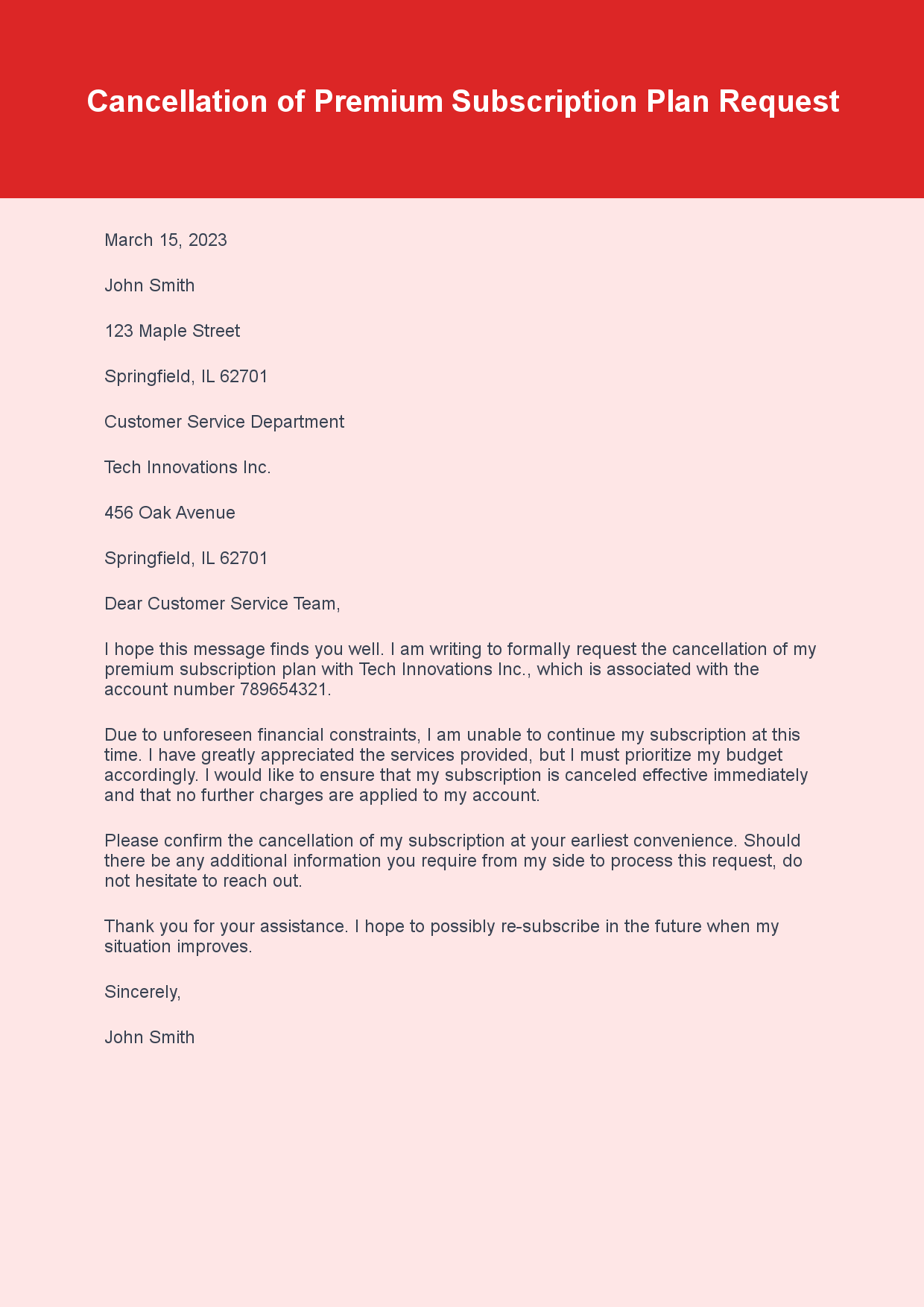 Cancellation Letter for Subscription Plan - Examples, How to Write & Tips