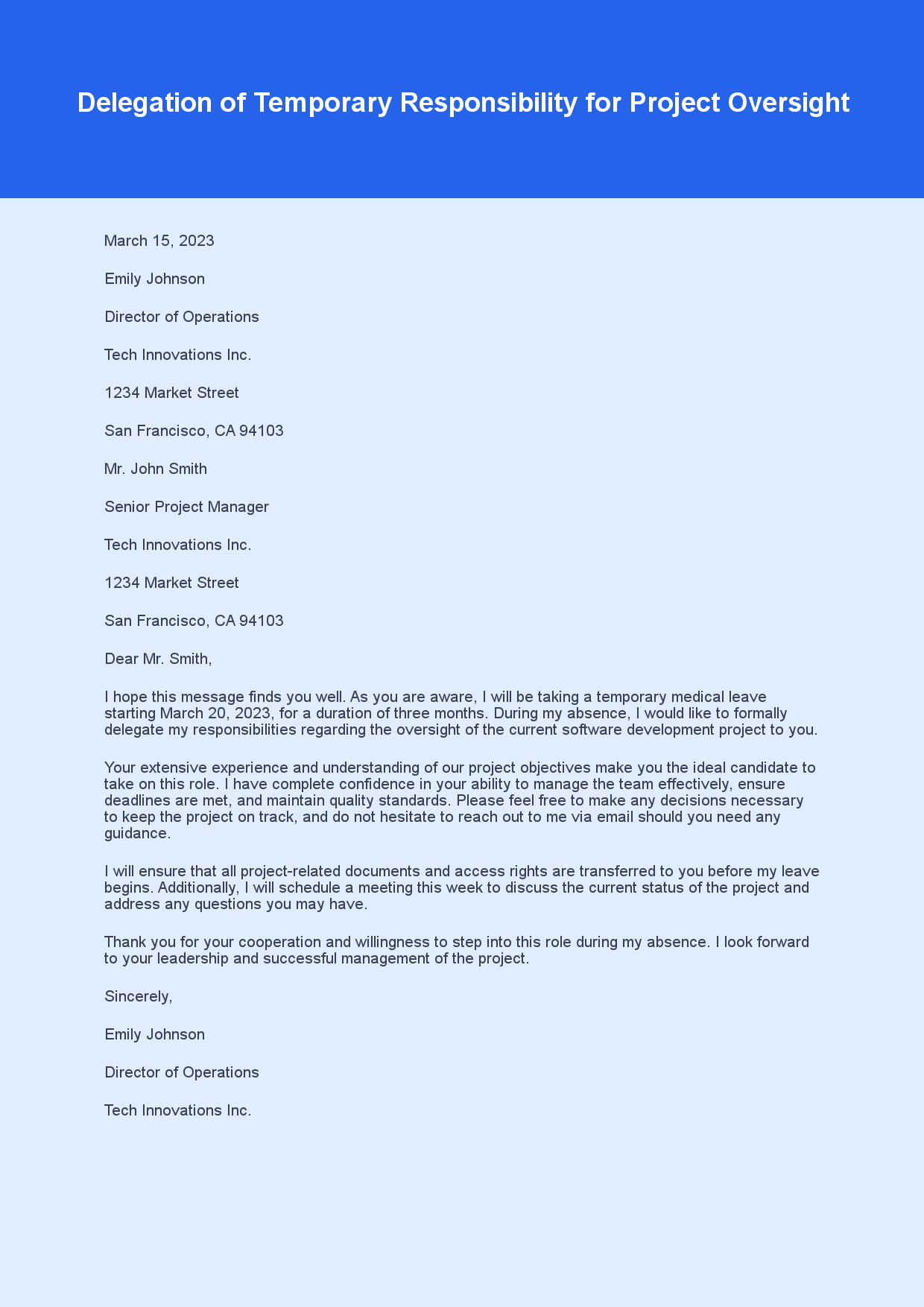 Delegation Letter for Temporary Responsibility - Examples, How to Write ...