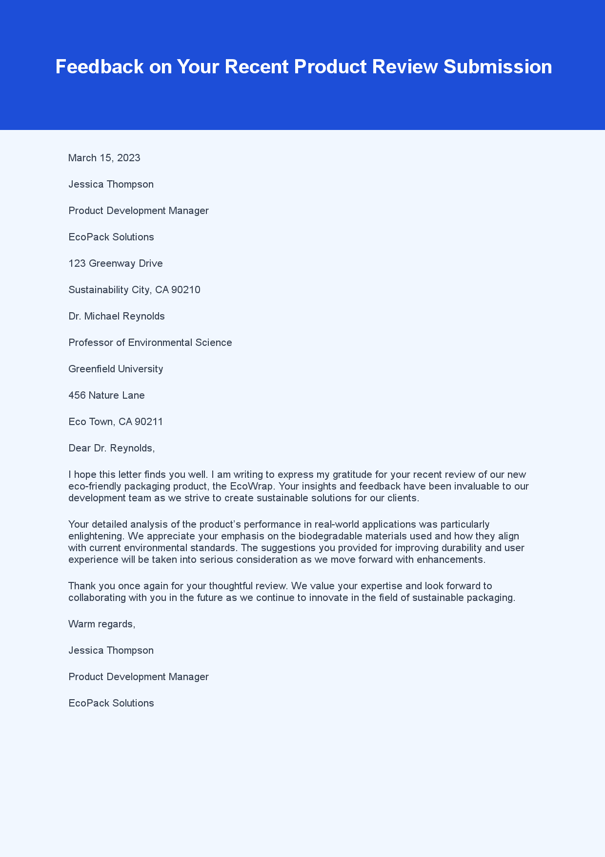 Feedback Letter for Product Review - Examples, How to Write & Tips