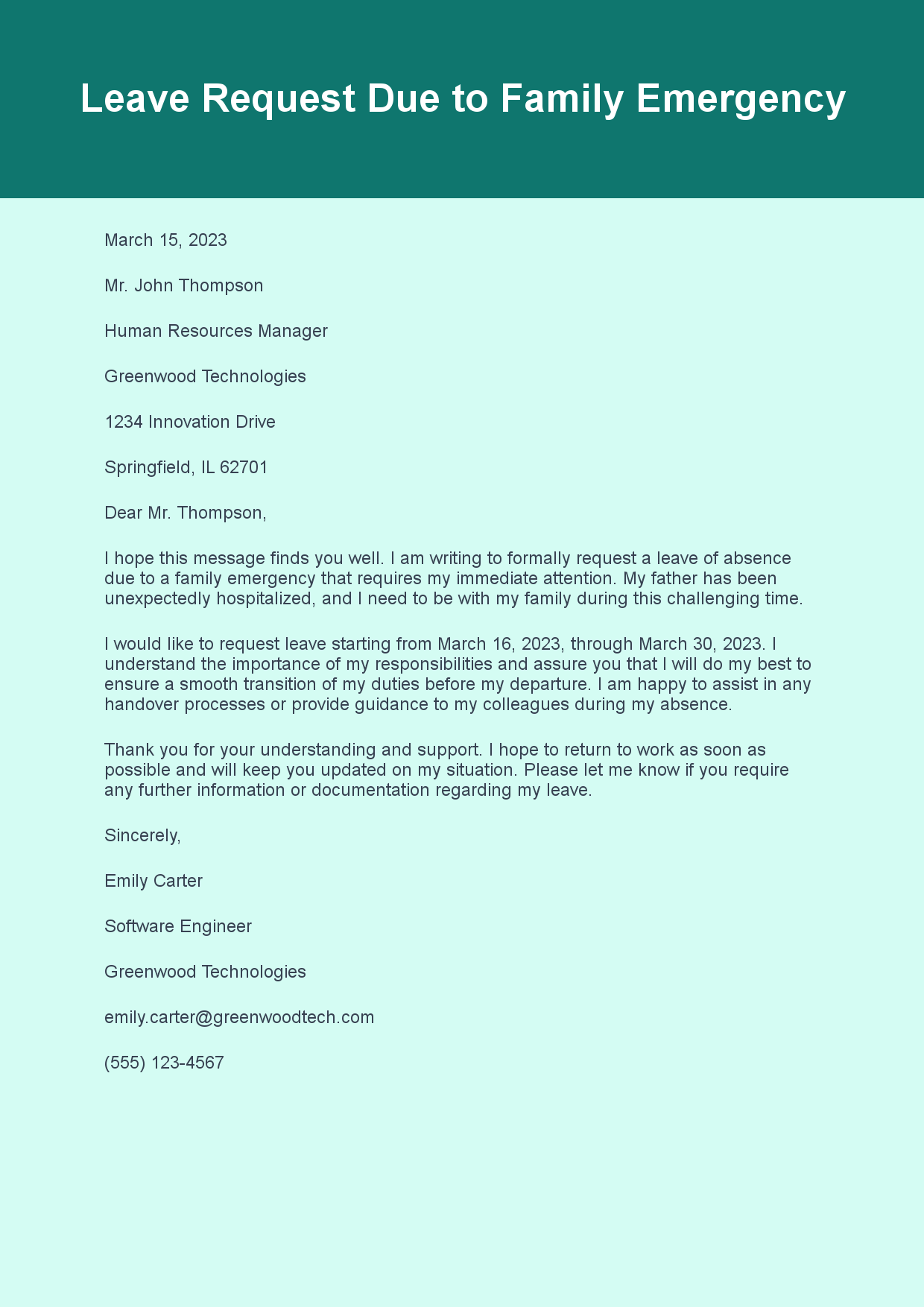 Leave Letter for Family Emergency - Examples, How to Write & Tips