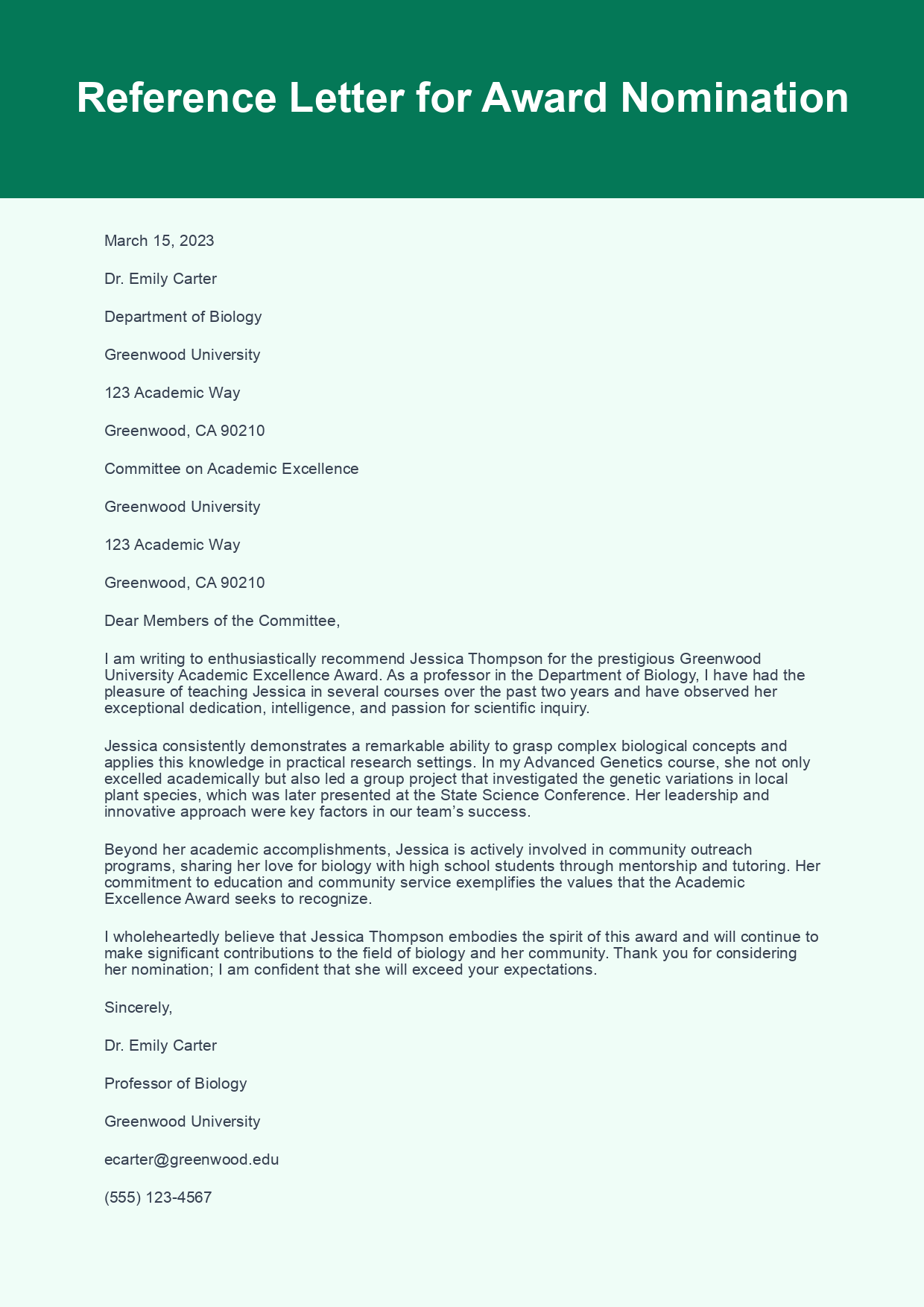 17 Reference Letter for Award Nomination Examples - Sample Formats ...